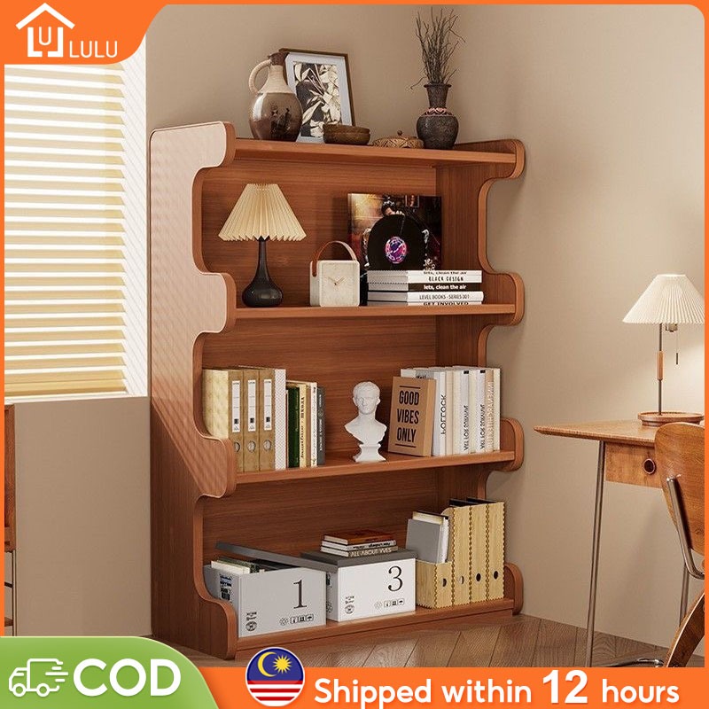LULU Rak Buku Storage Rack 3/4/5Layers Bamboo Bookshelf Display Rack ...