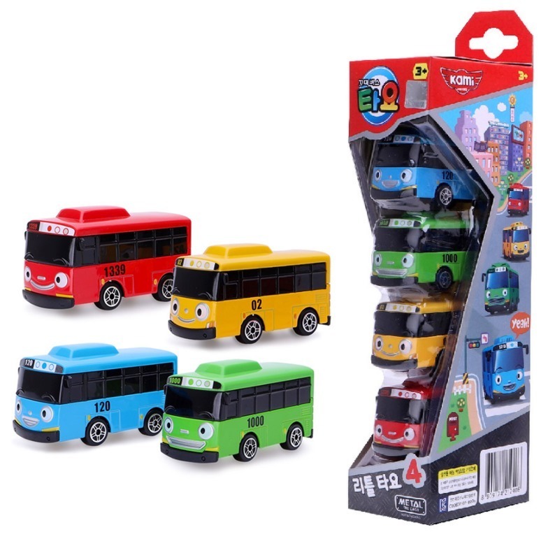 Tayo 4 PCS the Little Bus Mini Plastic Pull Back Blue Tayo Red Gani ...