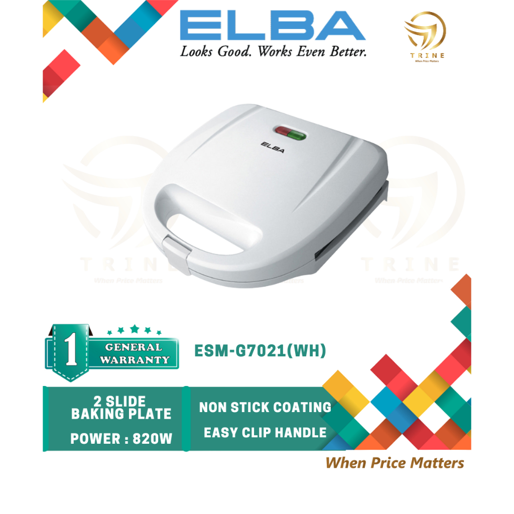 ELBA 2 SLIDE BAKING PLATE SANDWICH MAKER - ESM-G7021(WH) | Shopee Malaysia