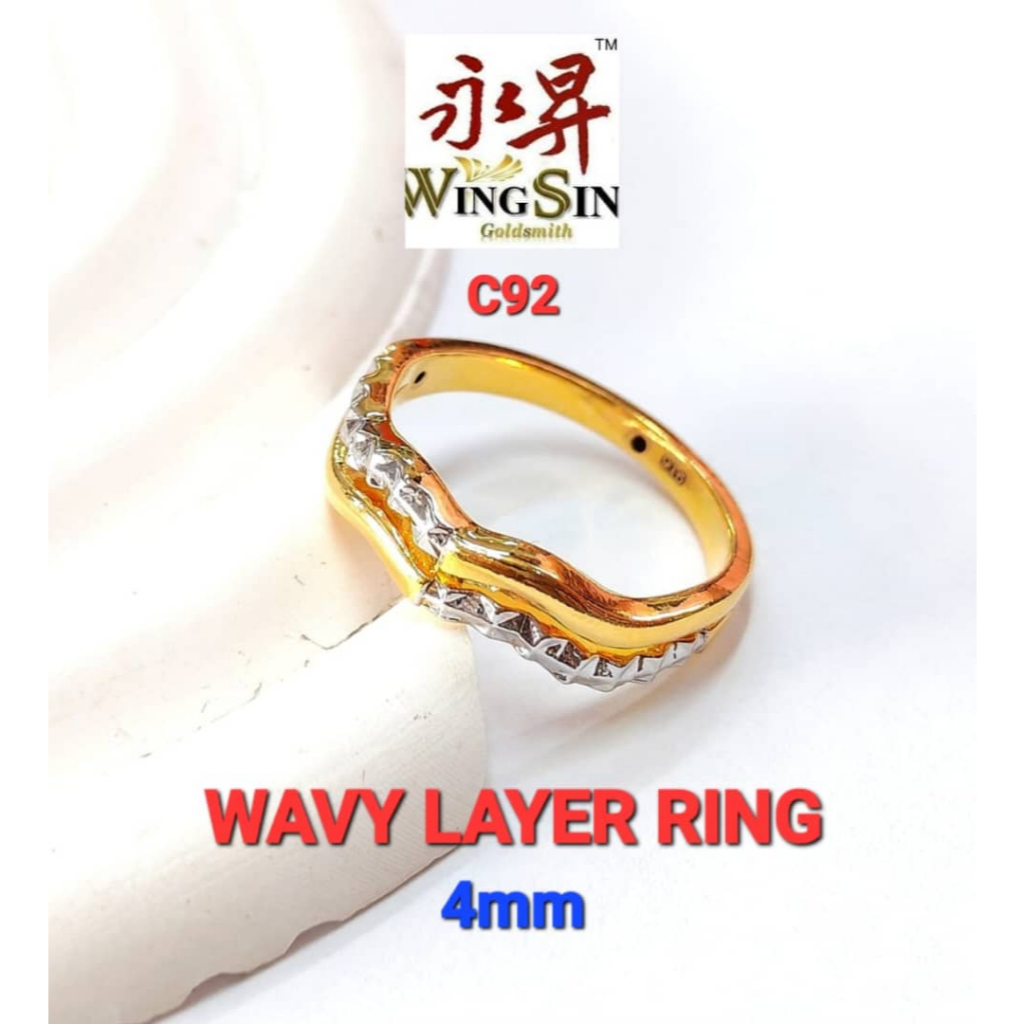 Wing Sing 5G Cincin Wave Layer Fesyen Emas Tulen 916 / 5G 916 Wave ...
