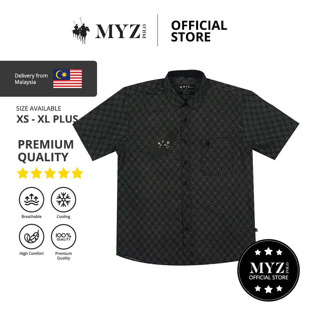 MYZ POLO Pattern Smart Trendy Vintage Casual Logo Pocket Shirt ...