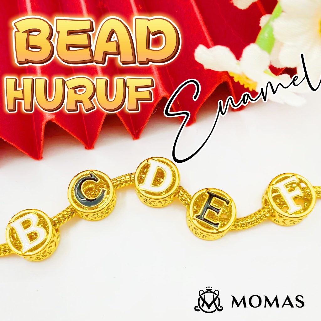 MOMAS Bead Huruf Enamel Emas 916 5D Momas Bead Bajet 916 Viral Tulen ...