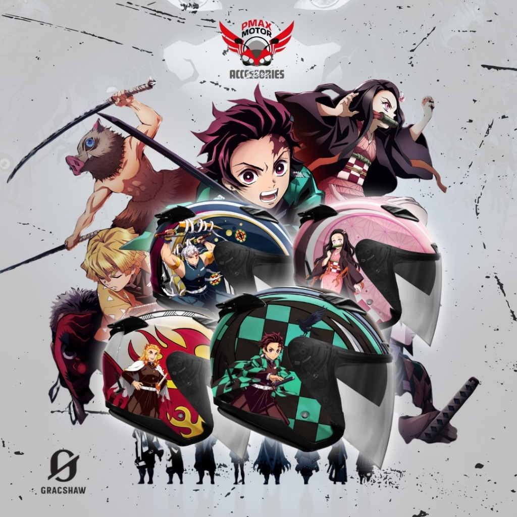 [READY STOCK] Gracshaw Demon Slayer Limited Edition helmet - Tanjiro ...