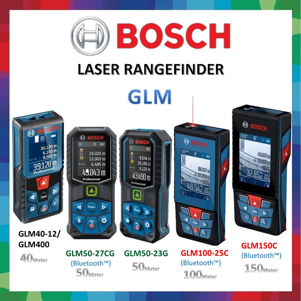 BOSCH Laser Range finder / Laser Measure GLM 40-12 , GLM 50-23G , GLM 50-27CG , GLM 100-25C ...
