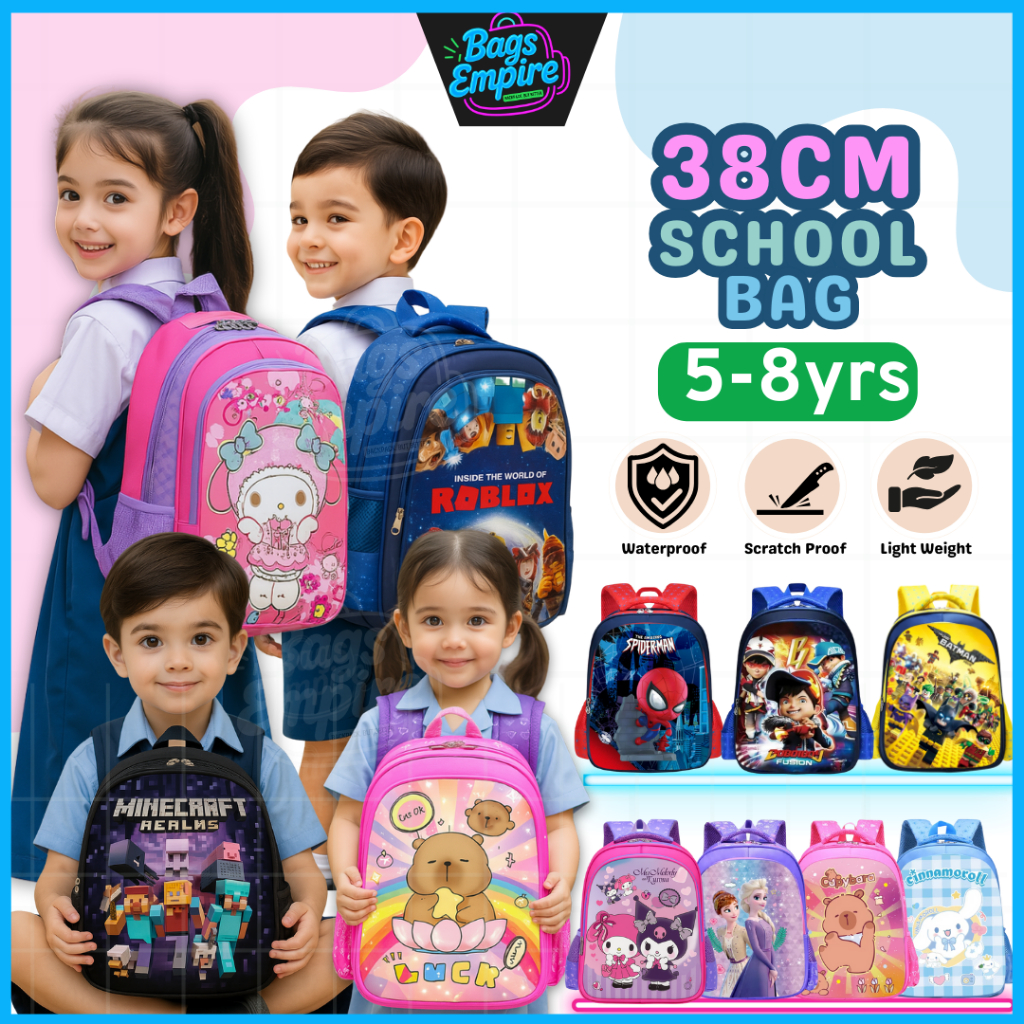 38cm School Bag Kids Labubu Bag Cartoon Beg Sekolah Budak Beg Sekolah ...