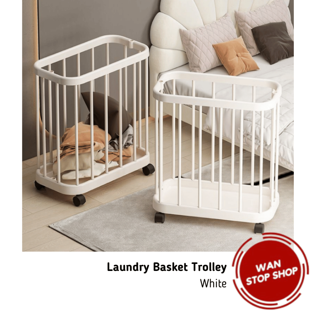 Troli Bakul Baju Moveable Laundry Basket Trolley Dirty Clothes Basket ...