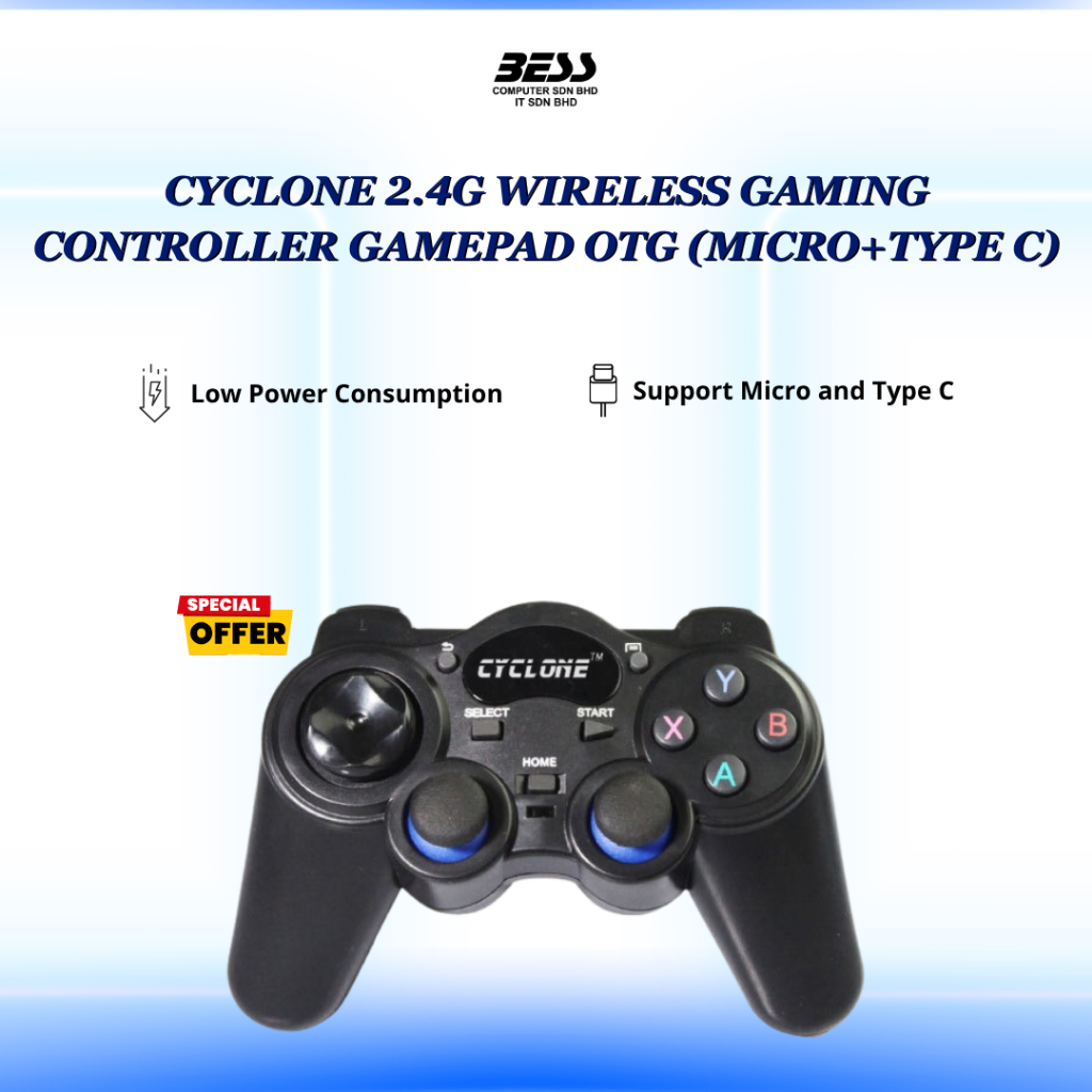 CYCLONE 2.4G WIRELESS GAMING CONTROLLER GAMEPAD OTG (MICRO + TYPE C ...