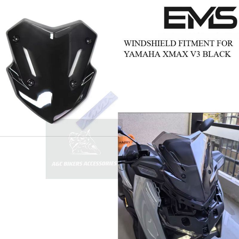 YAMAHA XMAX V3 EMS Windshield Windscreen Sport Batman Style Black 2025 ...