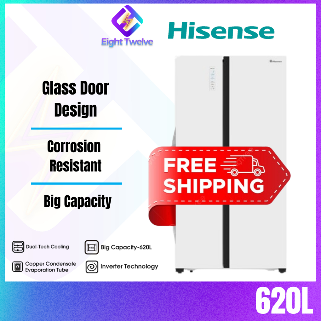 Hisense Side by Side Fridge 620L Inverter | 2 Door Refrigerator | Peti ...