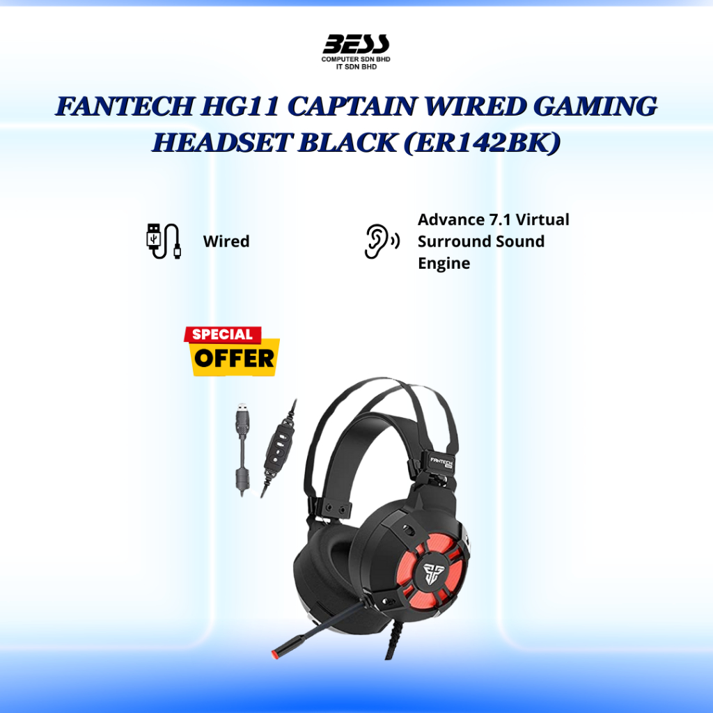 FANTECH HG11 CAPTAIN WIRED GAMING HEADSET (BLACK/SAKURA) | Shopee Malaysia