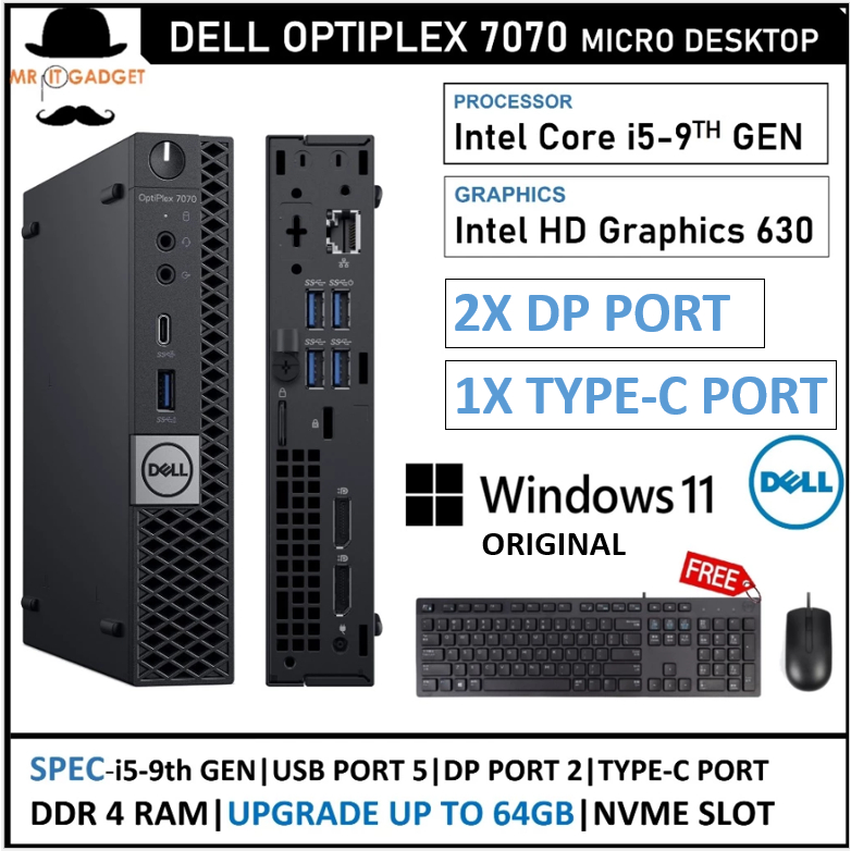 Dell Optiplex 7070 /7060 / 7040 / 3050 Micro Desktop Core i5(7TH/8TH/9TH GEN) UPTO 64G Ram Win ...
