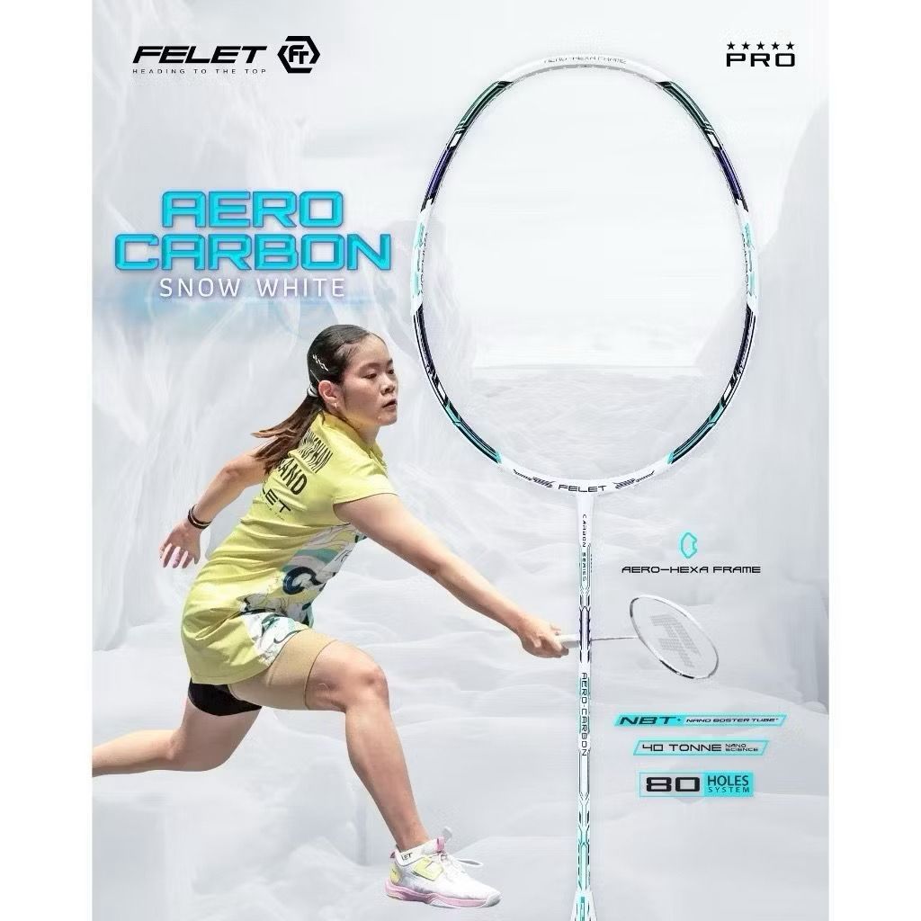 FELET Badminton Racket AERO-CARBON SNOW WHITE | Shopee Malaysia