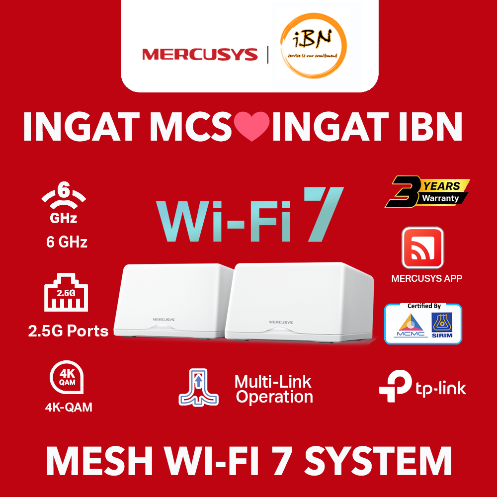 Mercusys BE9300 WiFi 7 Whole Home Mesh System Halo H47BE (2-Pack ...