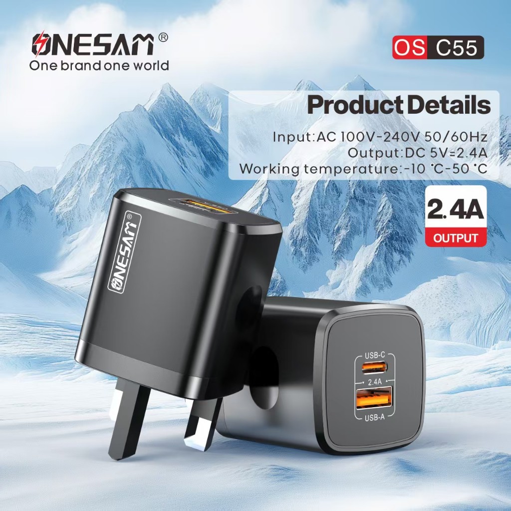 ONESAM OS-C55 Smart Charger / PD 20W + 2.4A Super Fast Charging Dual Output | Shopee Malaysia