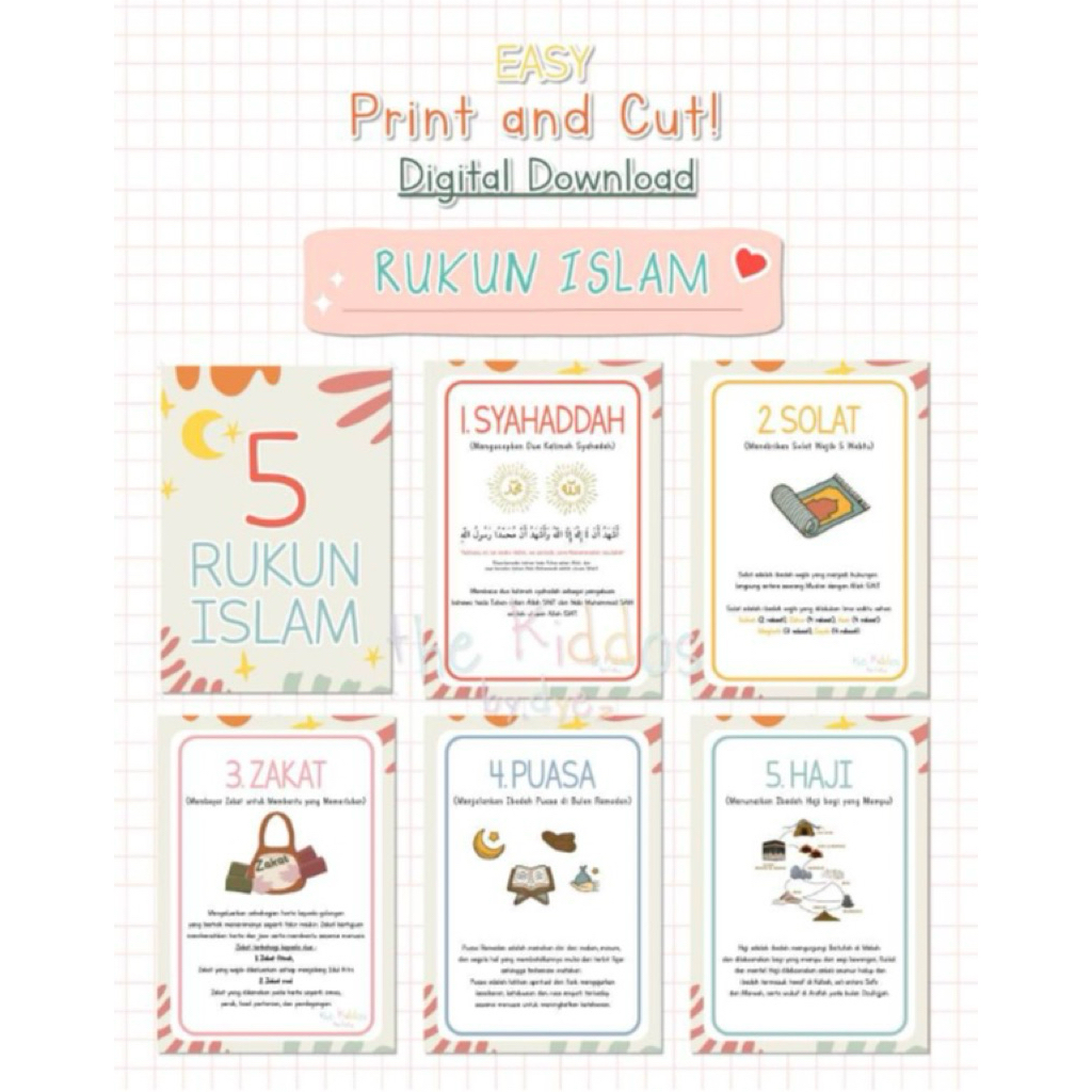 Islamic Printable Digital Flashcard(Pdf) - Rukun Islam | Shopee Malaysia