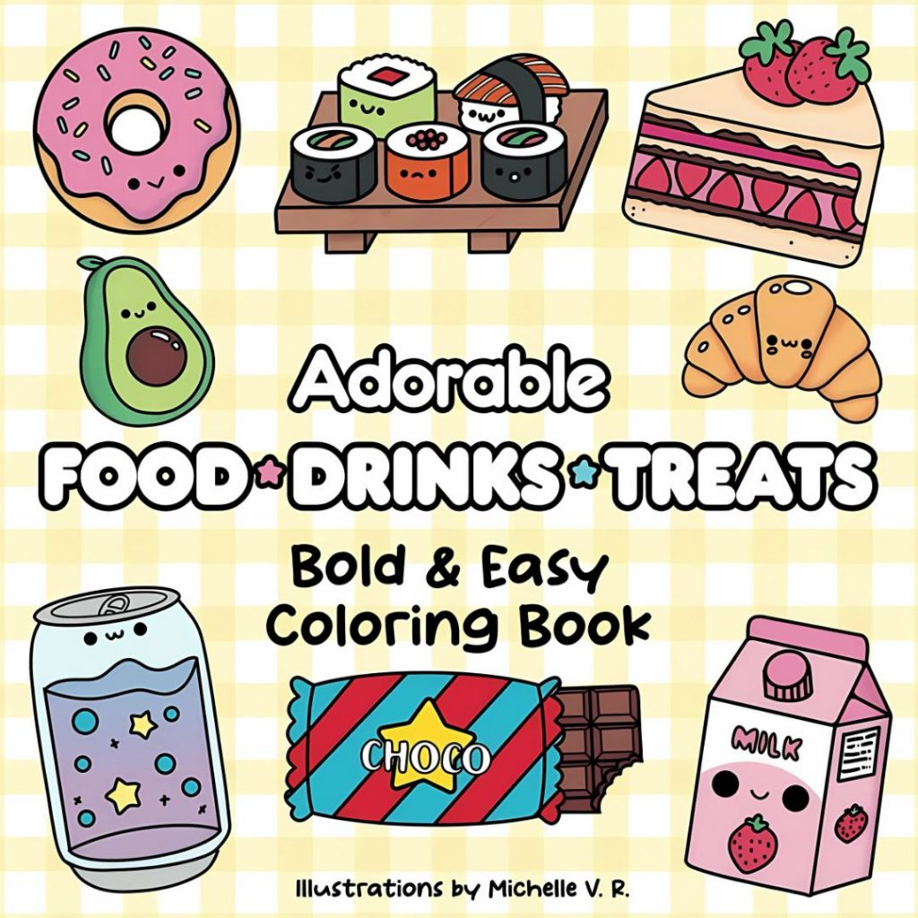 E091 Adorable Food Drinks & Treats Coloring Book Printable PDF Digital ...