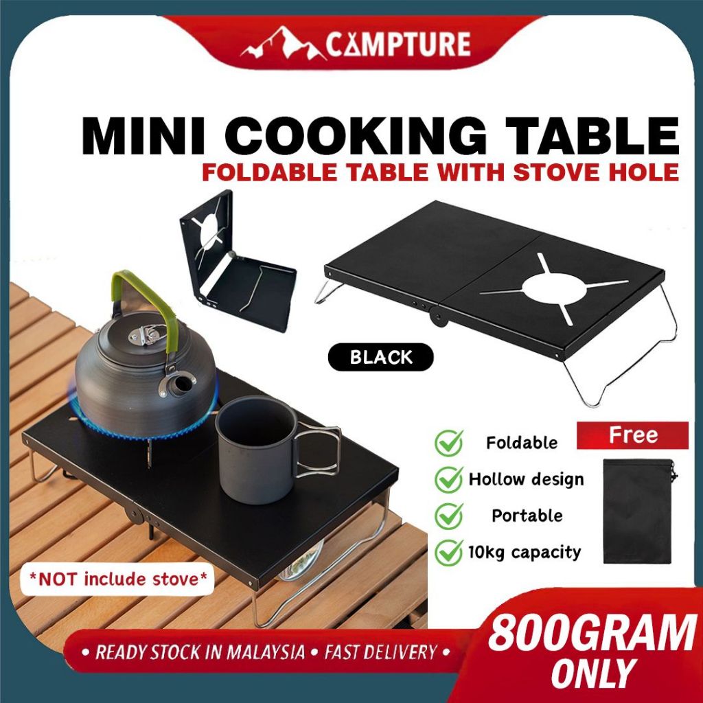 【CAMPTURE】Meja Masak/Mini Camping Cooking Table With Stove Stand Spider ...