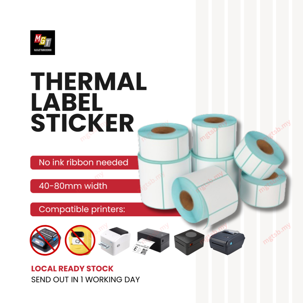 Thermal Label Sticker Roll Barcode Price Tag Product 40mm 50mm 60mm ...