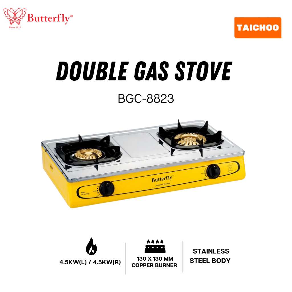 Butterfly Double Gas Stove 4.5KW/4.5KW BGC-8823 | Shopee Malaysia