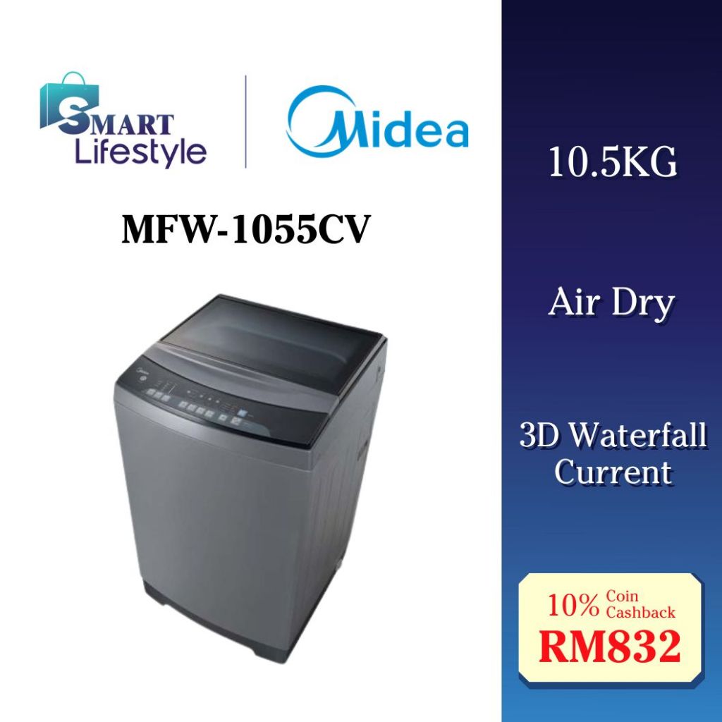 Midea Fully Auto Washing Machine (10.5kg) MFW-1055CV / MA200W105 ...