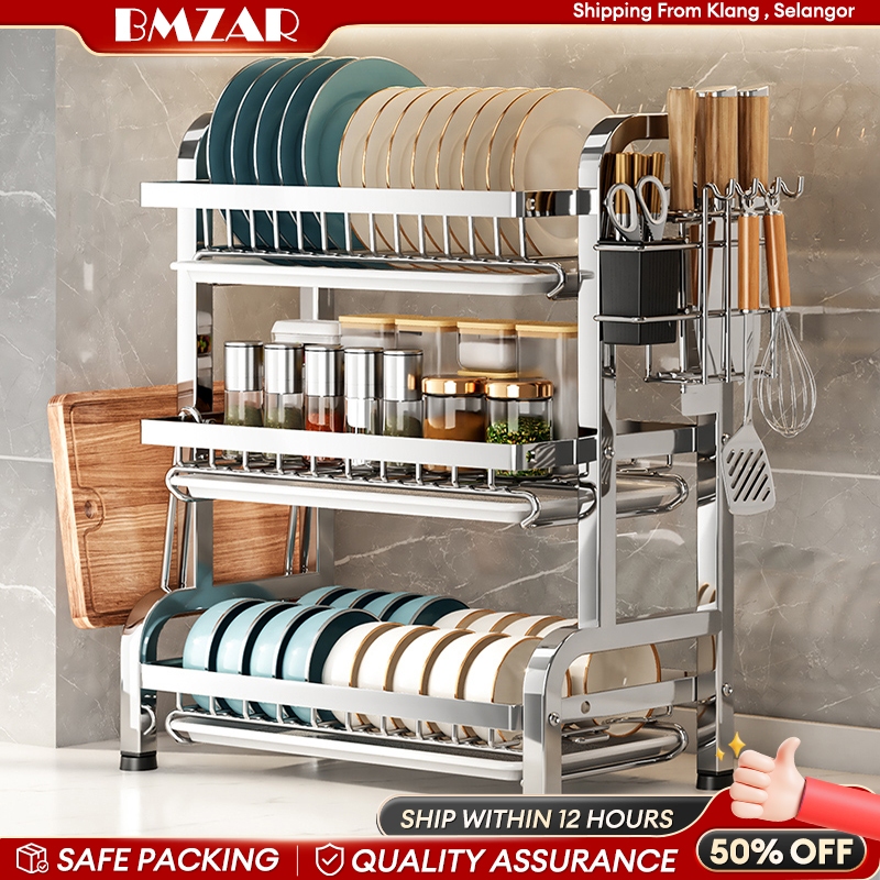 Stainless Steel Dish Rack shelving Dish Kitchen Rak Rak Pinggan Kitchen ...