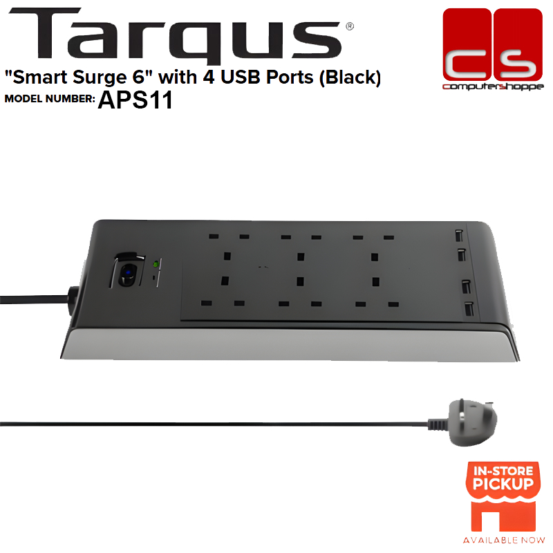 TARGUS APS11 (Smart Surge 6 with 4 USB Ports)(Black) | Shopee Malaysia