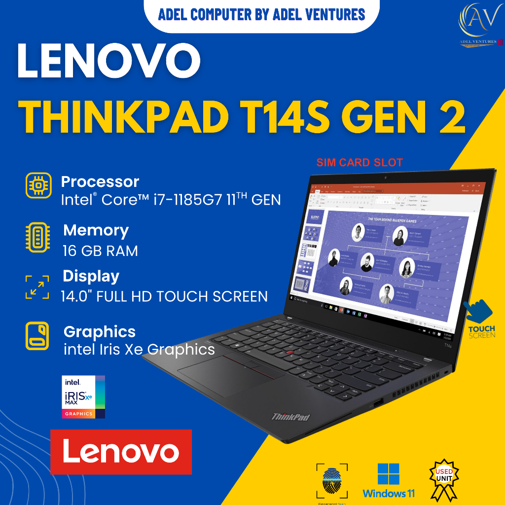 Lenovo ThinkPad T14s (6 MONTH WARRANTY) 14" FHD, Core i7-11TH GEN ...
