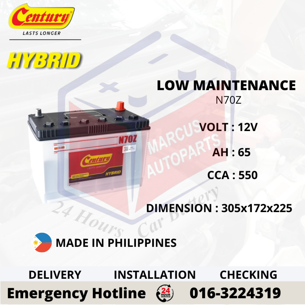 CENTURY HYBRID N70Z LOW MAINTENANCE AUTOMOTIVE CAR BATTERY | Shopee ...