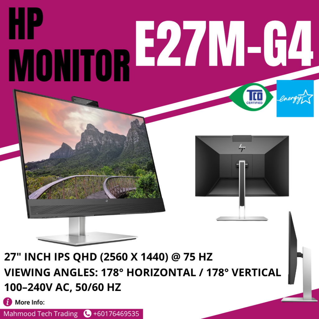 HP E27m G4 27" QHD Wide 1440p WQHD LCD Monitor - 16:9 | Shopee Malaysia