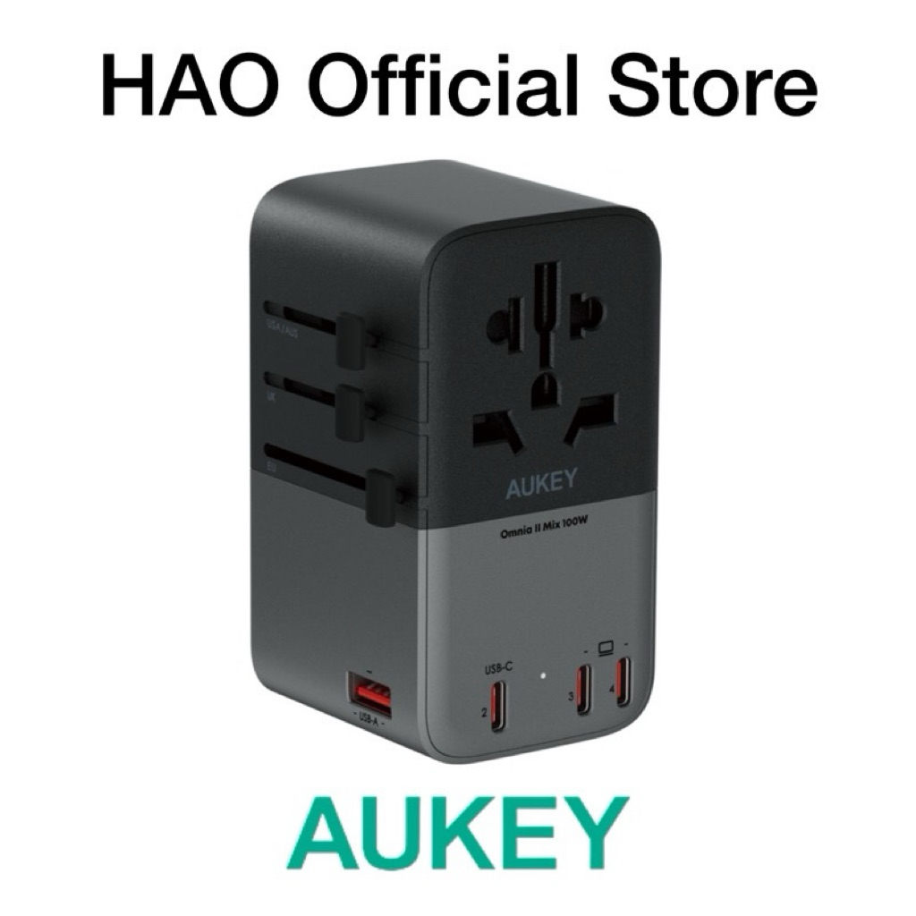 Aukey 100W Travel Mate GaN Universal Adapter (1 USB-A + 4 USB-C + 1 AC ...