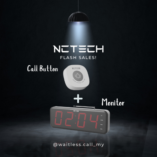 NCTECH [Wireless Calling System] 1 Function Call Button + LED Montior ...