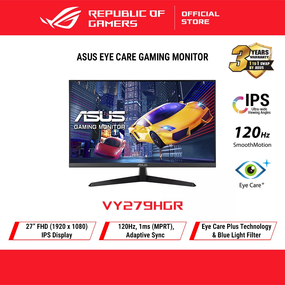 ASUS VY279HGR Eye Care Gaming Monitor – 27 inch FHD (1920 x 1080), IPS ...