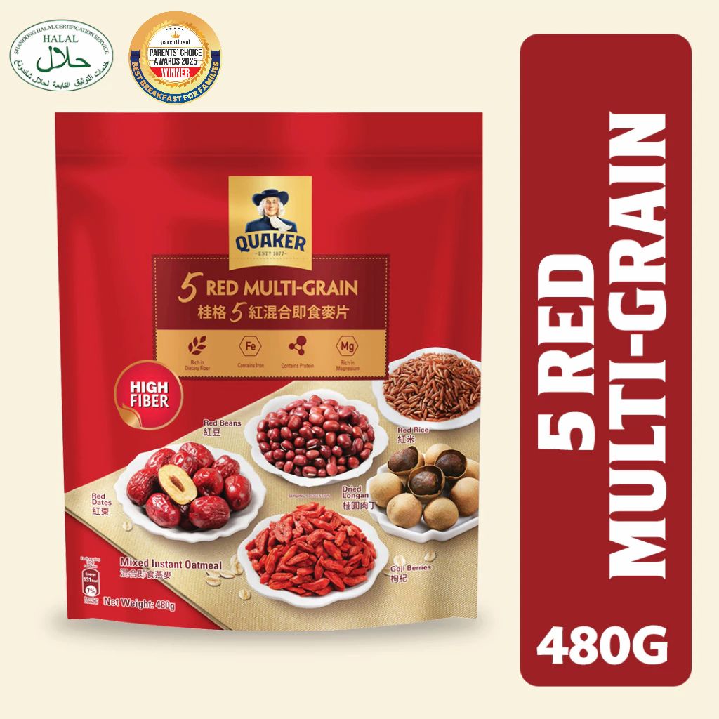 Quaker Five Red Multigrain (480g) 桂格五（5）红混合即食燕麦片 (480g) / Quaker 5 Bijirin Merah 480g | Shopee ...