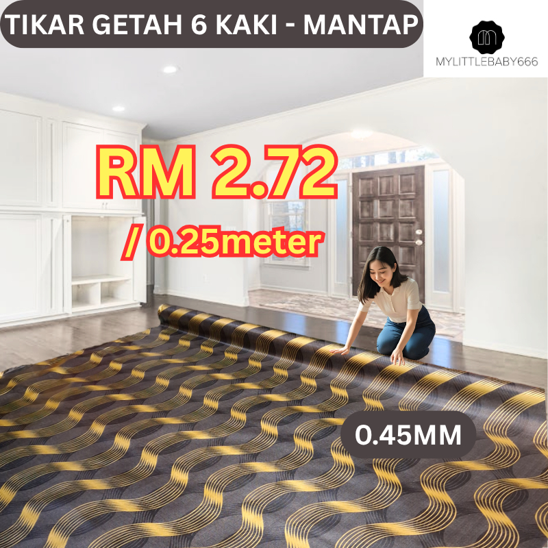 TIKAR GETAH 6 KAKI 0.25 METER 0.45MM+/- 180cm/ 6 FT PVC VINYL FLOORING ...