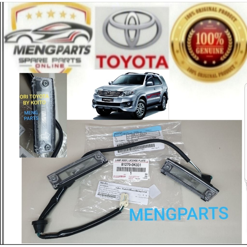 ORIGINAL TOYOTA FORTUNER TGN51 TGN61 KUN50 LICENSE PLATE LAMP , LAMPU ...