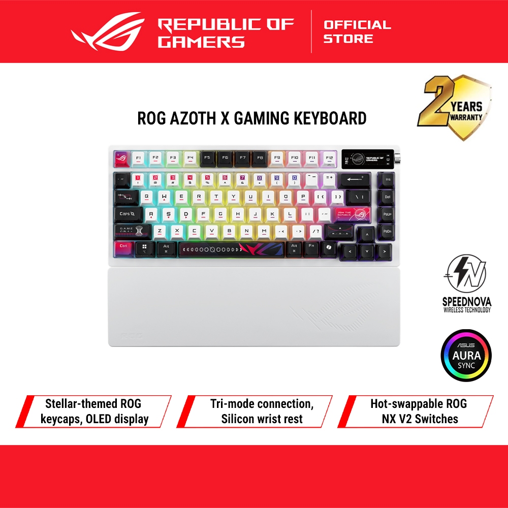 ASUS M704 ROG Azoth X 75% custom gaming keyboard, ROG NX Snow V2, dye ...