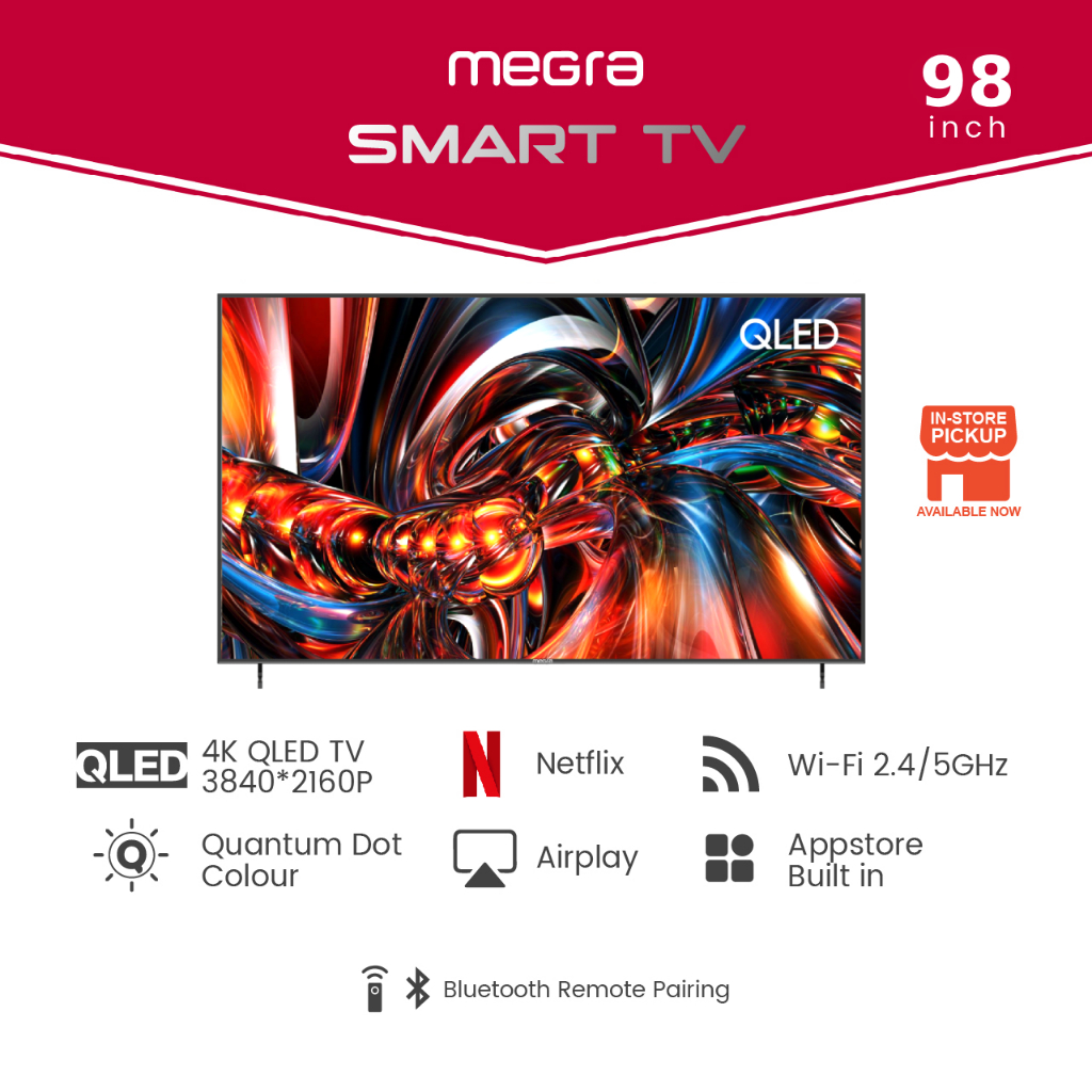 Megra QLED TV 98 Inch / 85 Inch Smart TV 4K UHD Smart QLED TV Bluetooth ...
