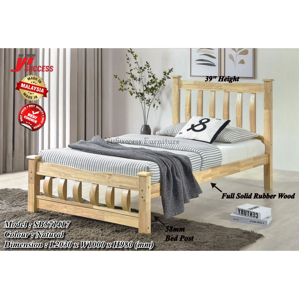 Yi Success Howard Full Solid Wooden Single Bed Frame / Quality Rubber ...