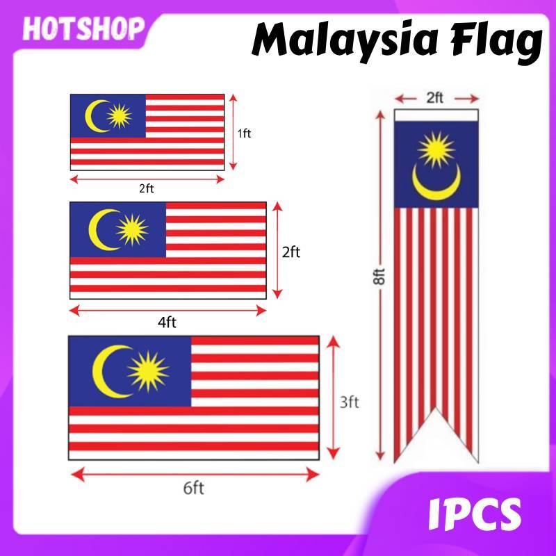 Malaysia Flag 1x2ft 2x4ft 3x6ft 2x8ft Polyster Bendera Malaysia Jalur ...