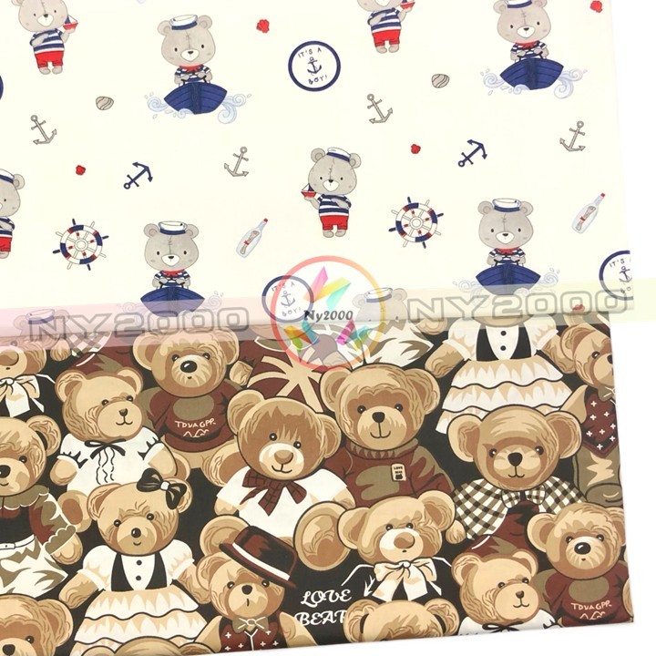 Kain Comb Cotton Corak Teddy Bear 🧸 (Bidang 60”) / London Bears Combed ...