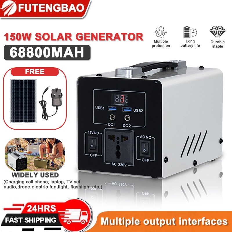 Power Station Solar Portable 150W 220V Charger Generator Camping USB DC ...