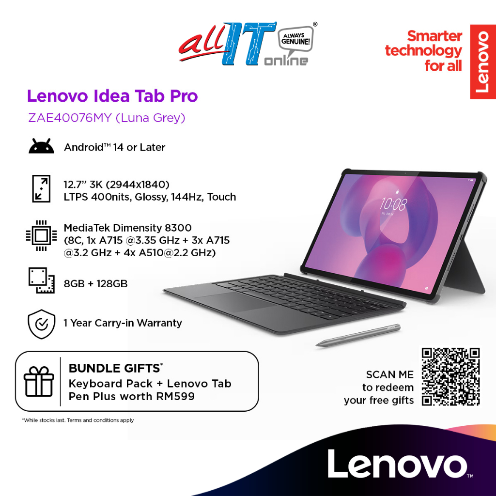 Lenovo Tab Pro TB373FU 12.7"3K WIFI 8GB/128GB (ZAE40076MY) Luna Gry ...