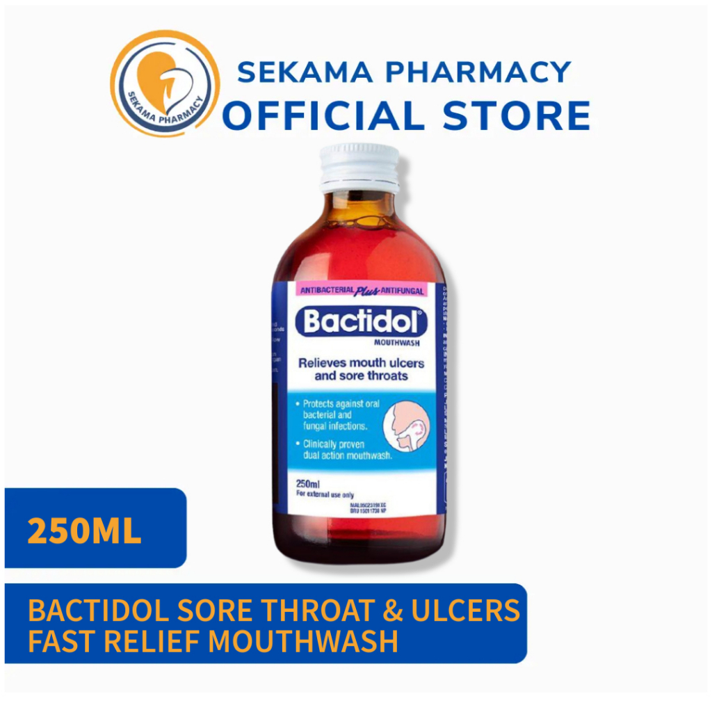 BACTIDOL SORE THROAT & ULCERS FAST RELIEF MOUTHWASH 250ML [EXP: 11/2027 ...
