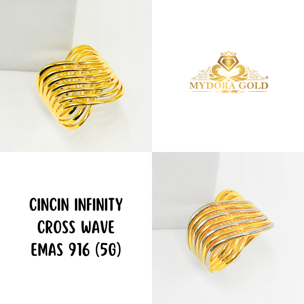 MYDORA Cincin Infinity Cross Wave (5G) l EMAS 916/22K | Shopee Malaysia