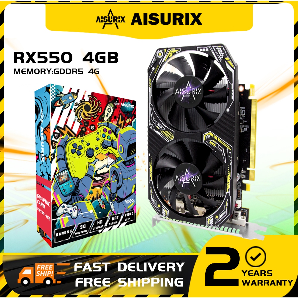 AISURIX RX550 4G FLASH Graphics Card GDDR5 AMD GPU For Working Gaming ...