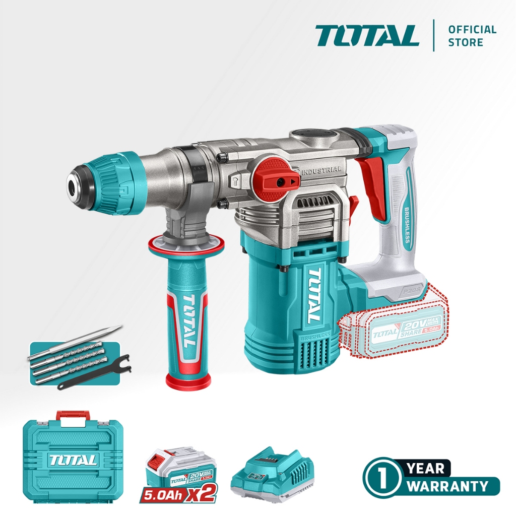 TOTAL Li-ion Rotary Hammer (4.5J/20V) With Brushless Motor (SDS Plus ...