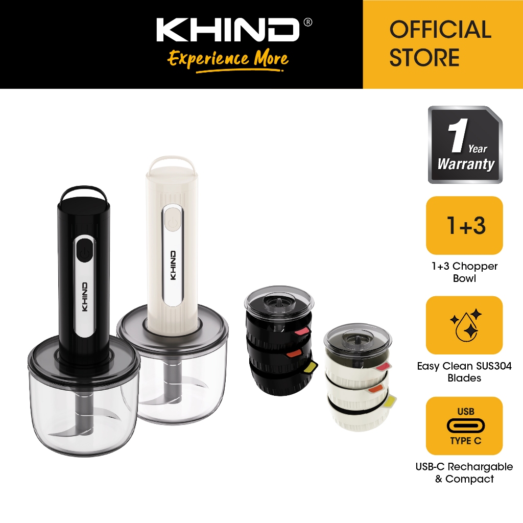 [Online Exclusive] KHIND Wireless Food Chopper with 1 + 3 Bowls FPC300 ...