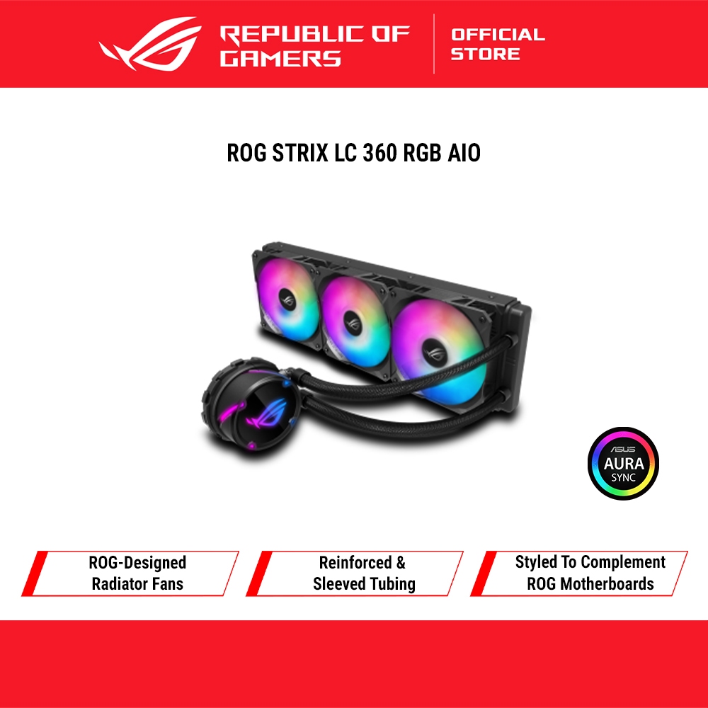 ROG Strix LC 360 RGB all-in-one liquid CPU cooler with Aura Sync, and ...