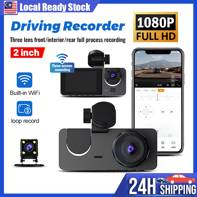 1080P Wifi Dash Cam Car 3 Recorder Front HD Auto Drive Loop 360° Record ...