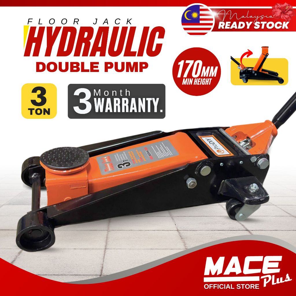 3 Ton Hydraulic Floor Jack Service Double Pump Dual Hydraulic Jek Tayar ...